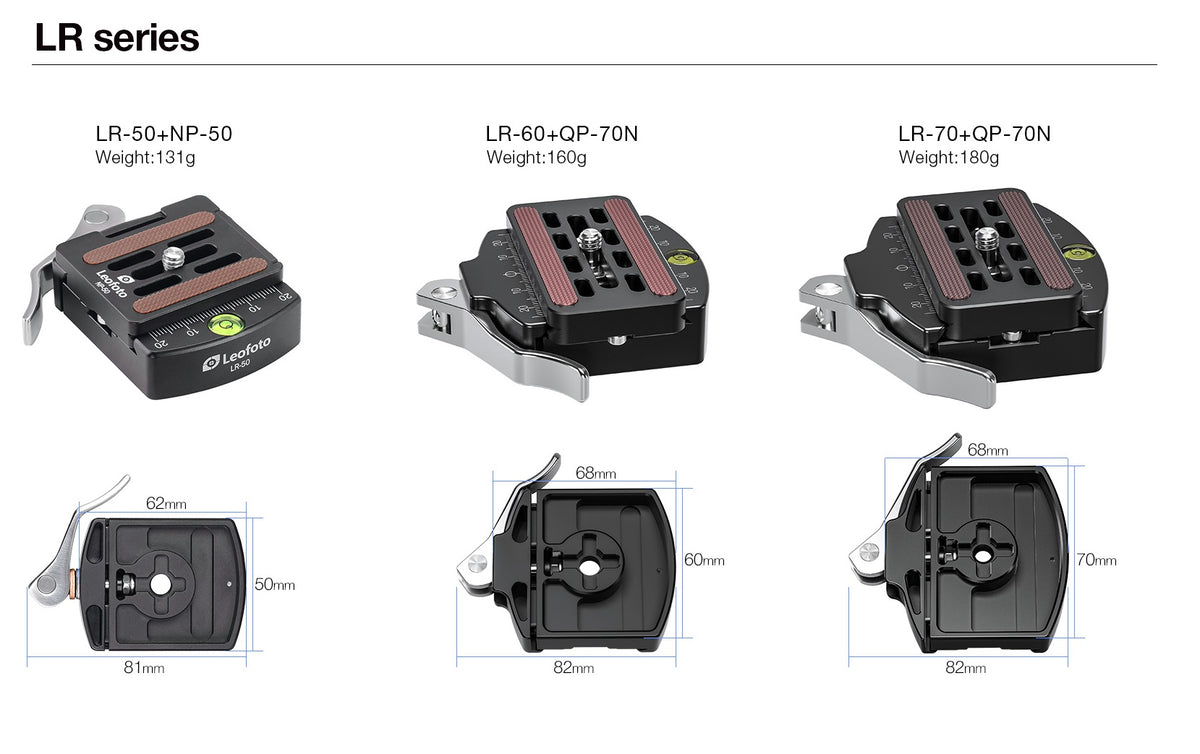 Leofoto LR-70 Lever Release Clamp with QP-70N QR Plate
