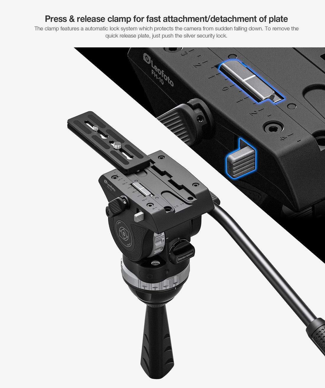 Leofoto FH-10 Professional Fluid Video Head (75mm Bowl) - Arca Standar