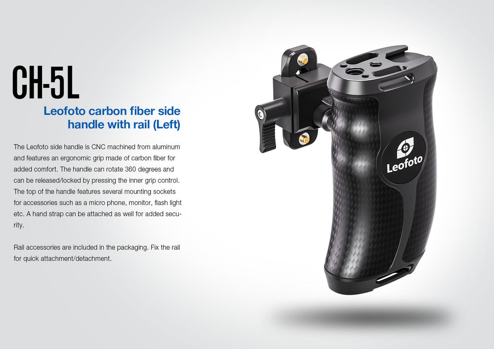 Leofoto CH-5 (Right or Left) Rotating Carbon Fiber Side Handle